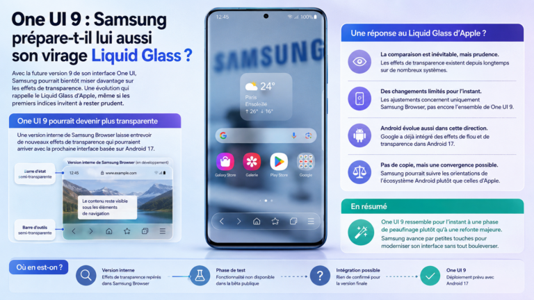 One UI 9 : Samsung prépare-t-il lui aussi son virage Liquid Glass