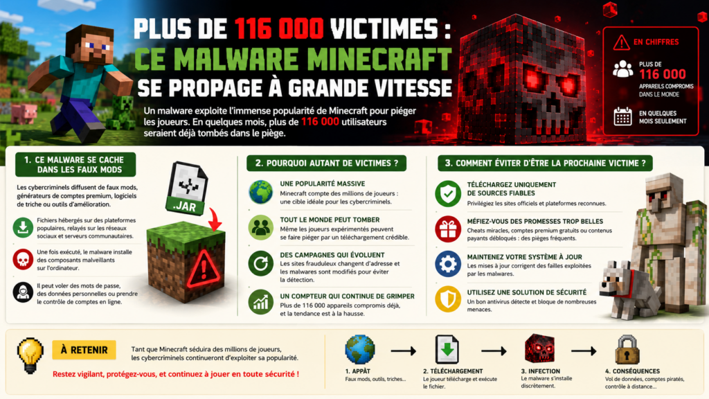 Plus de 116 000 victimes : ce malware Minecraft se propage à grande vitesse